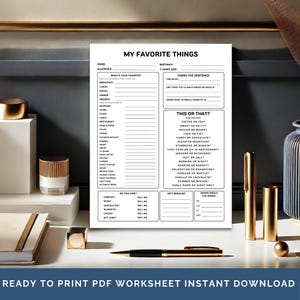Printable Favorite Things Questionnaire: Get to Know You Survey (PDF ...