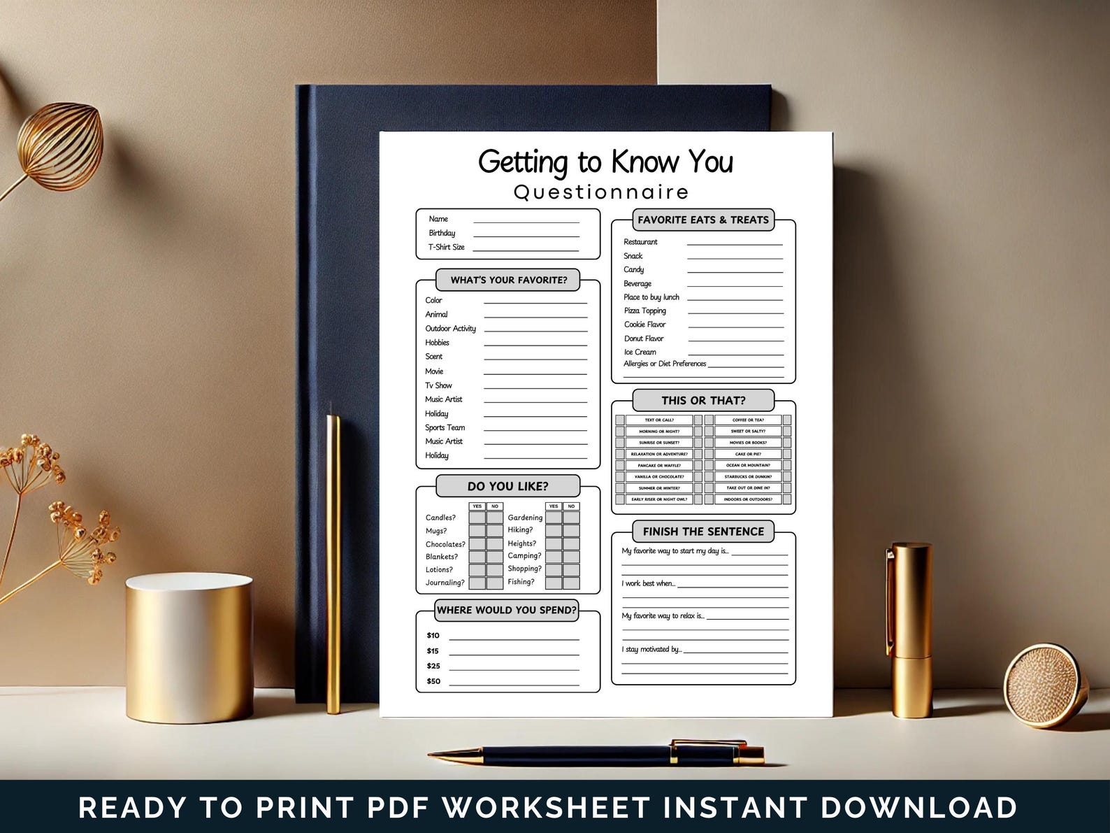 Employee Getting to Know You Survey: Printable Worksheet (fillable PDF ...