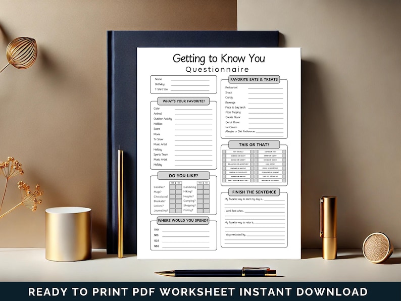Employee Getting to Know You Survey: Printable Worksheet (fillable PDF ...