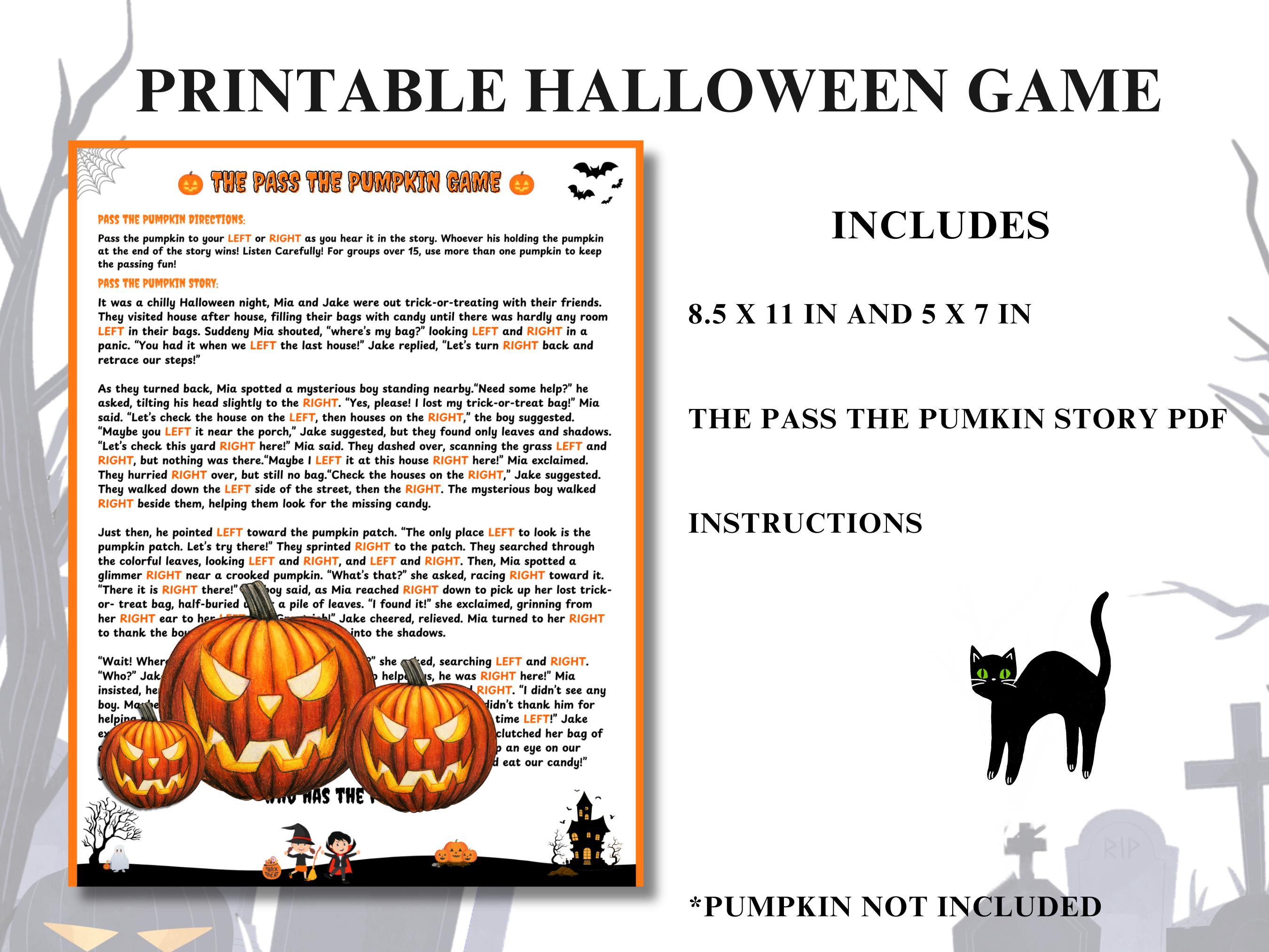 Pass the Pumpkin Game Printable, Halloween Party Activity for Kids ...