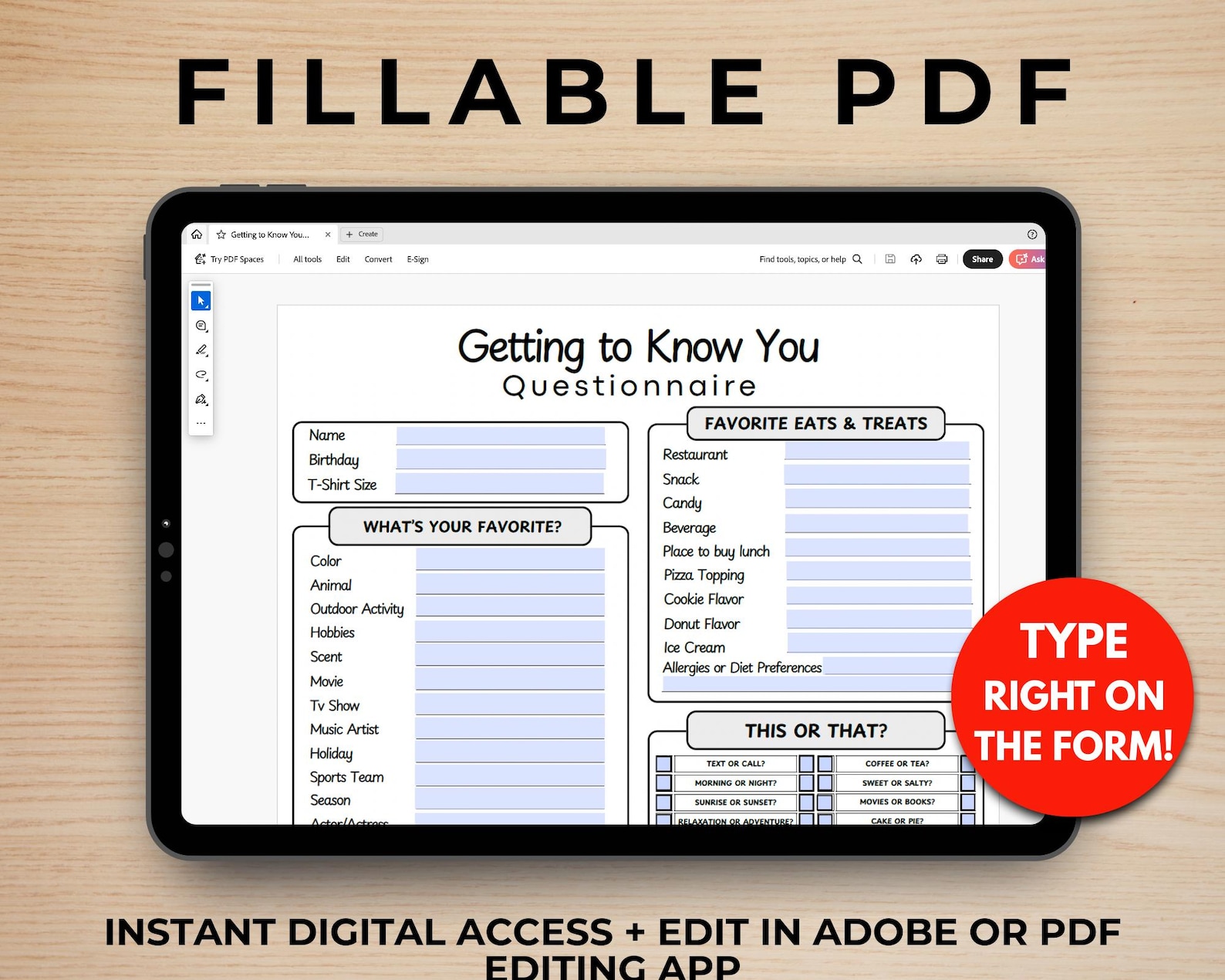 Employee Getting to Know You Survey: Printable Worksheet (fillable PDF ...