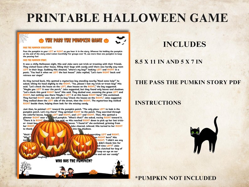 Pass the Pumpkin Game Halloween Printable, Left Right Game East ...