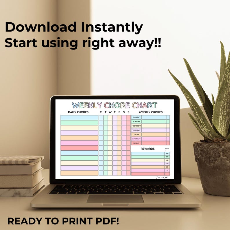 PRINTABLE Kids Weekly Chore Chart, CUSTOMIZABLE Daily Routine & Chore ...