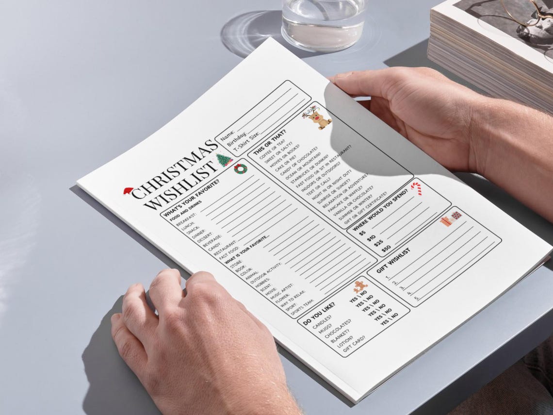 Christmas Wish List Printable: Fillable Questionnaire (editable PDF) - Etsy