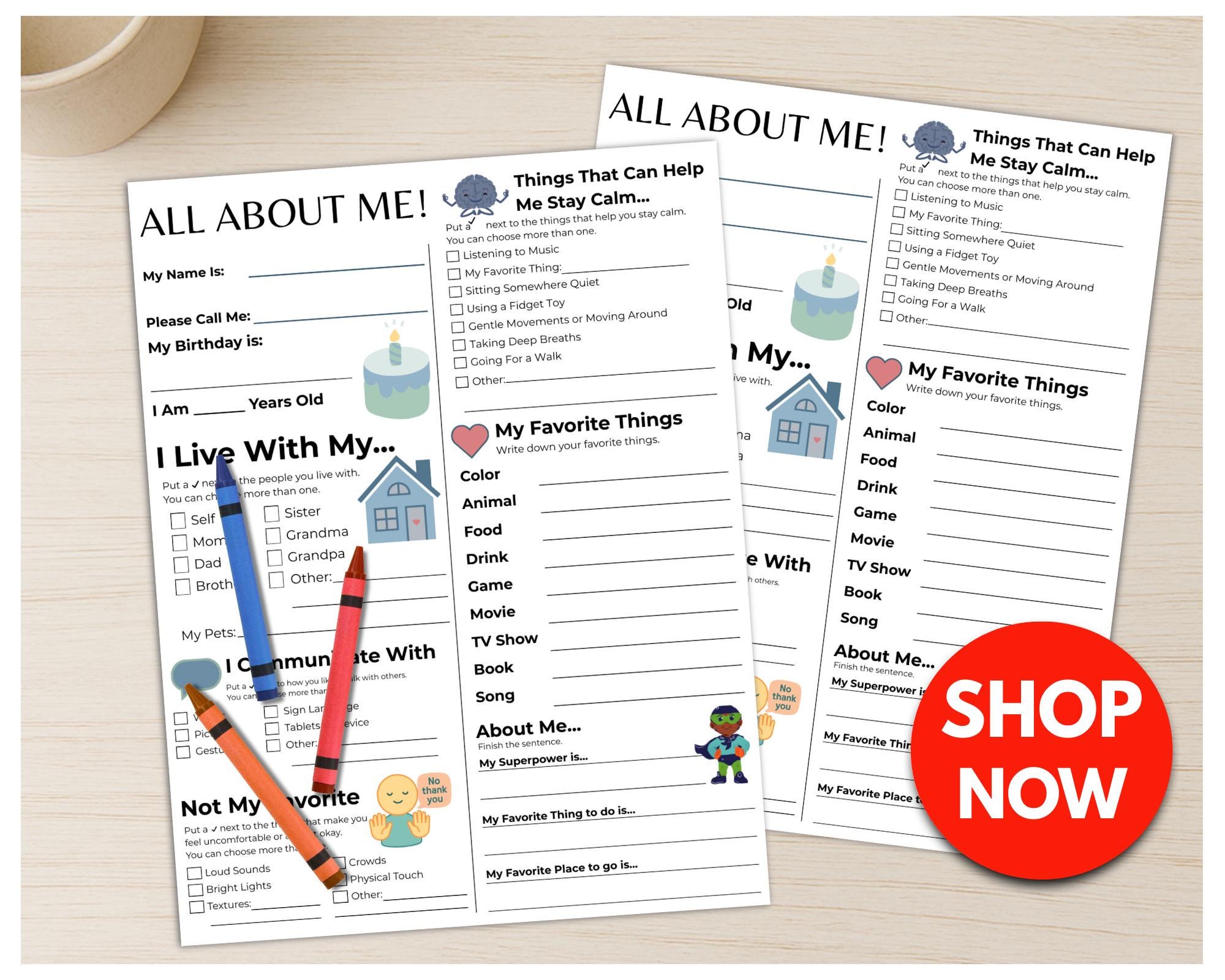 Autism 'all About Me' Worksheet: Special Needs Survey (printable PDF ...
