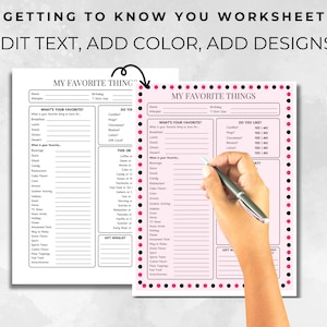 Printable Favorite List, Get to Know You, Favorite Things, My Favorite ...