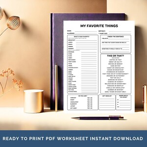 Printable Favorite Things Questionnaire: Get to Know You Survey (PDF ...