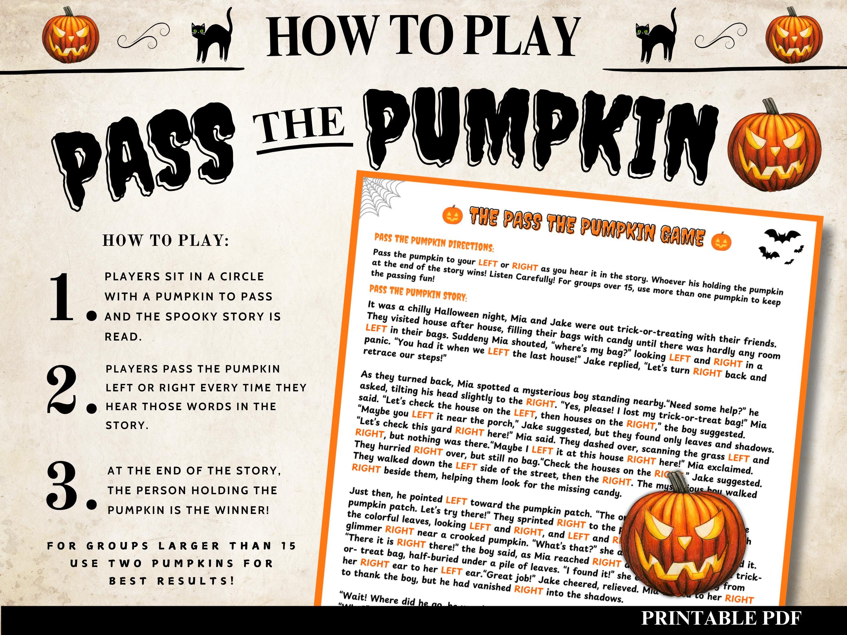 Pass the Pumpkin Game Halloween Printable, Left Right Game East ...