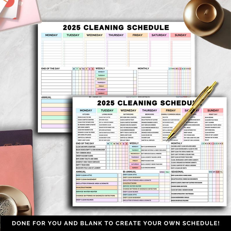 Editable Cleaning Planner: Household Chore Checklist (PDF & Canva) - Etsy