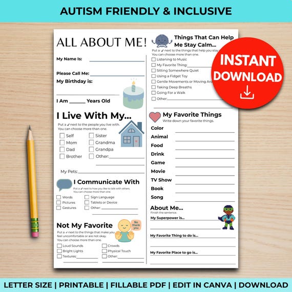All About Me For Kids With Autism