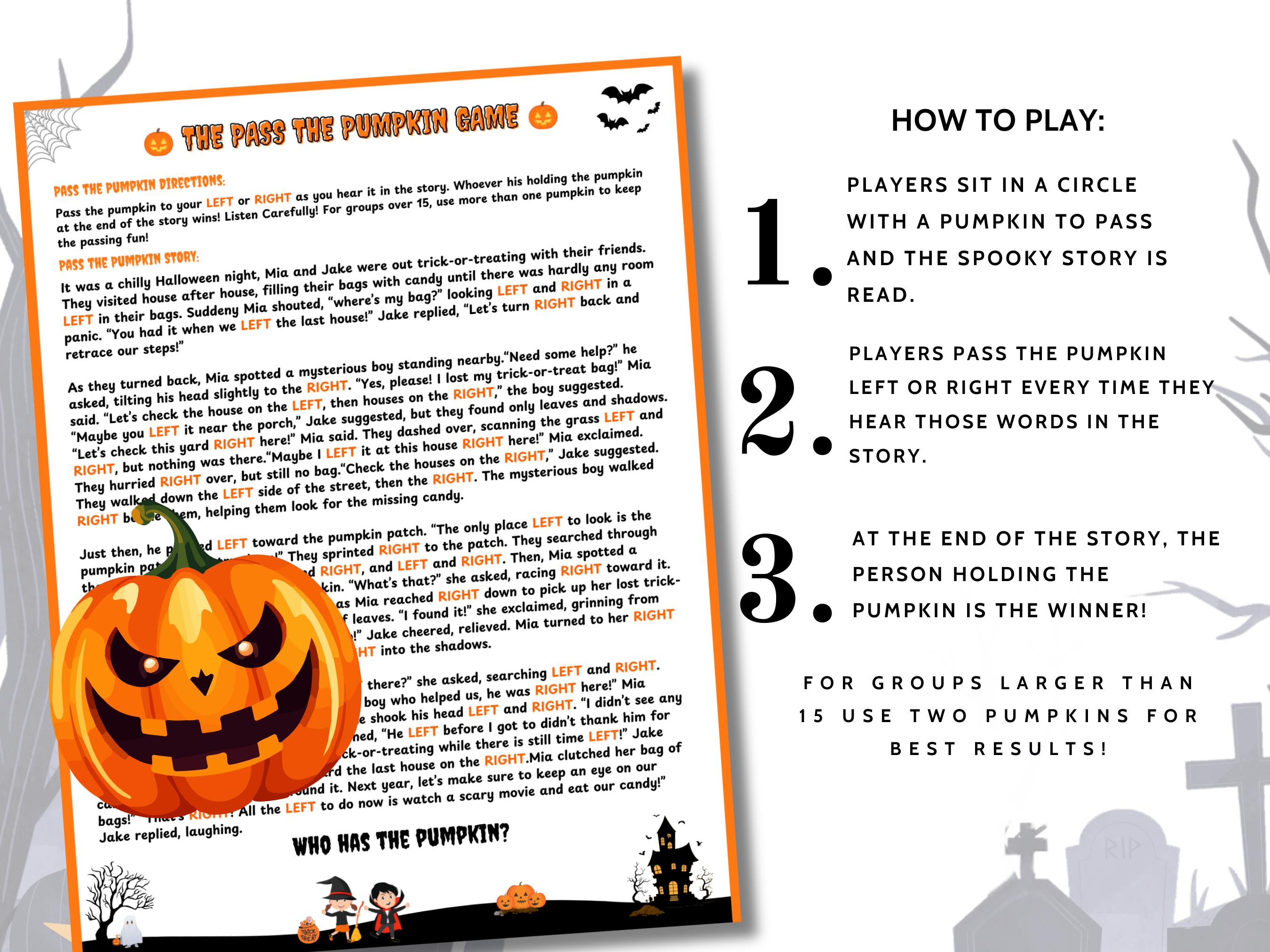 Pass the Pumpkin Game Printable, Halloween Party Activity for Kids ...