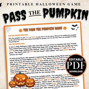 Pass the Pumpkin Game Halloween Printable, Left Right Game East ...