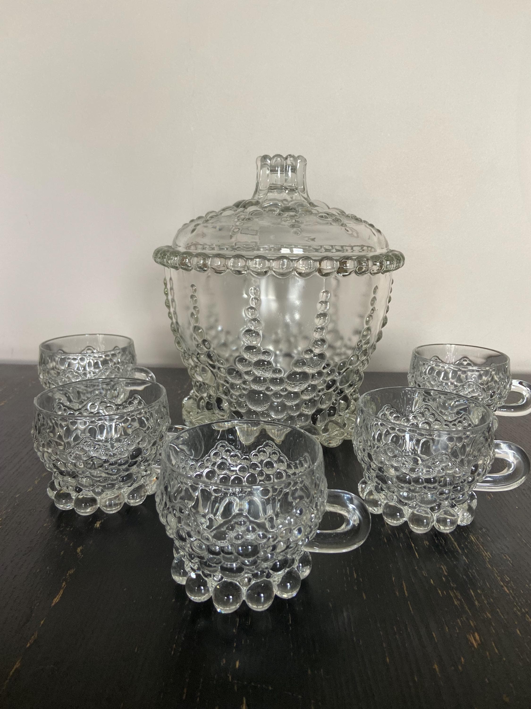 Walther Glass Bolero Series Clear Bubbles Germany 1960s Lidded Punch ...