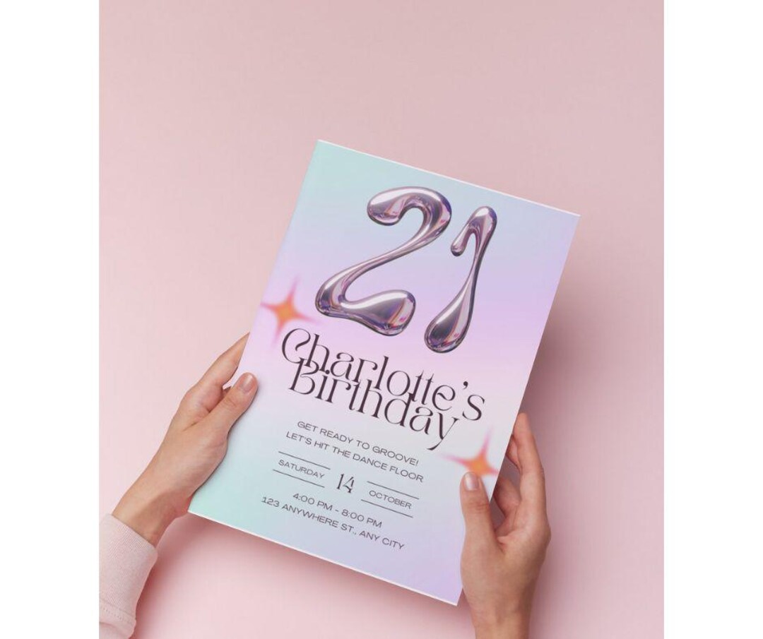 Editable 21st Birthday Invitation Template | Self-edit With Canva ...