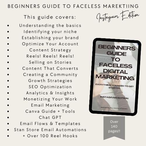 The Beginners Guide to Faceless Marketing: Instagram Edition (PLR ...