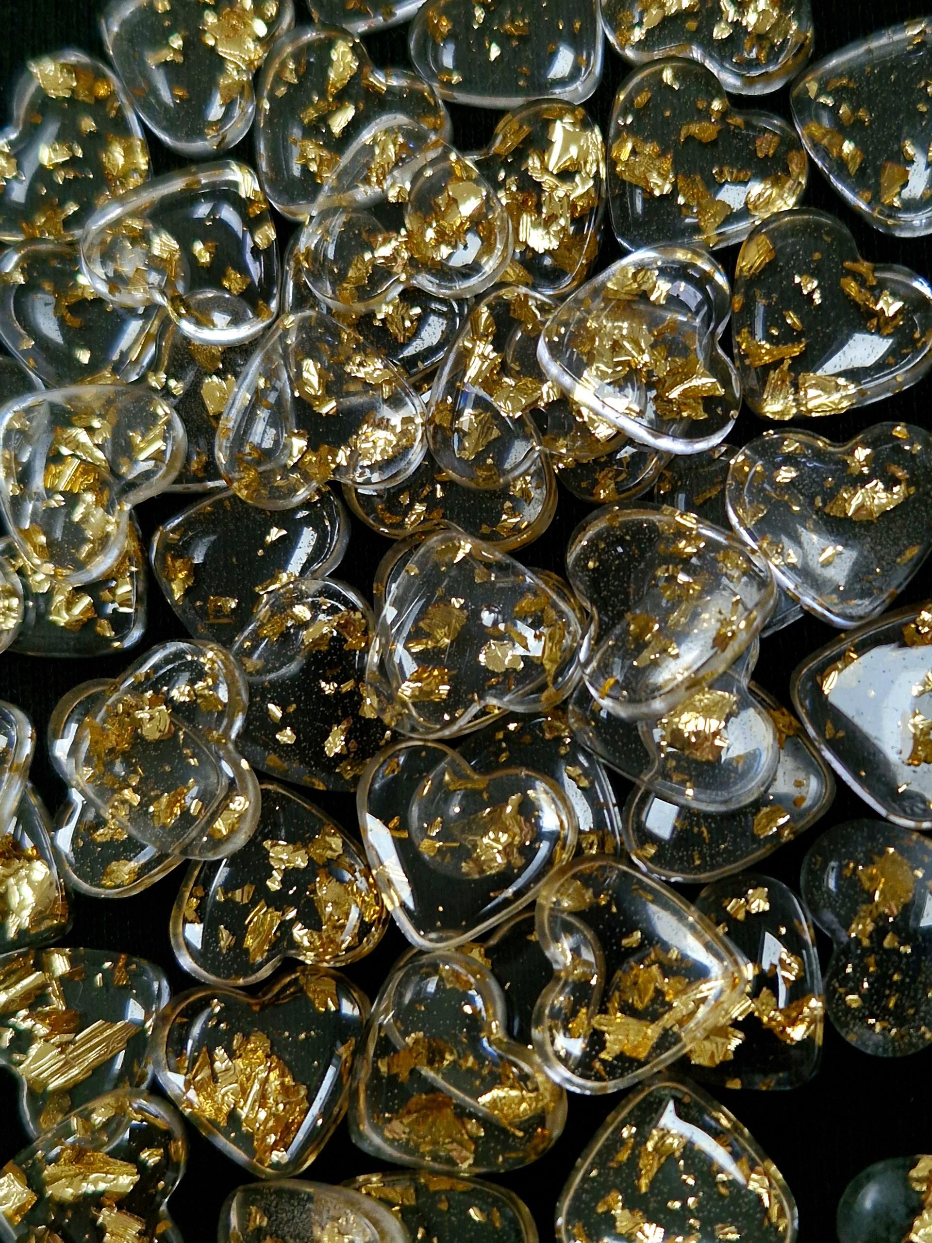 100 Gold Flake Mini Hearts Table Decorations Wedding Table Scatter Handmade, Reusable Table ...