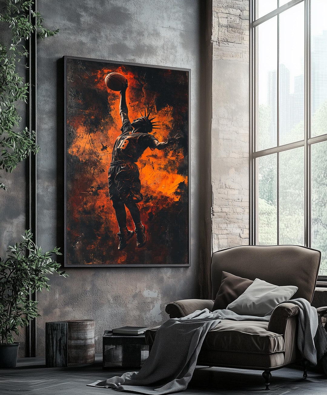 Basketball Slam Dunk Canvas Print - Liberty Inspired Graffiti Wall Art ...