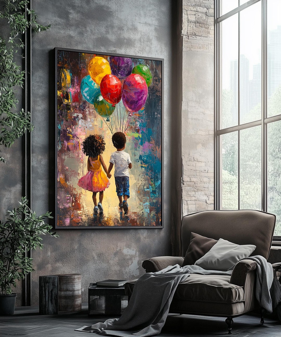 Banksy Colorful Balloons Canvas, Banksy Childhood Artwork, Banksy ...