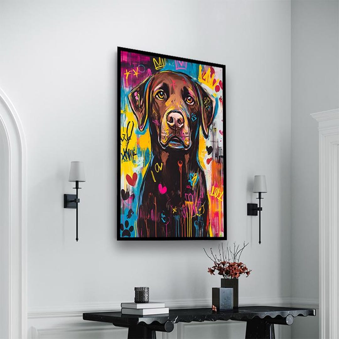 Graffiti Dog Wall Art – Vibrant Labrador Print – Urban Street Art Decor ...