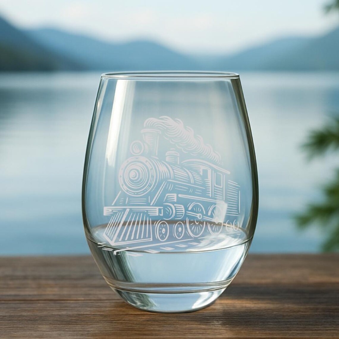 Train Conductors Glass | Etched Locomotive Icon Whiskey Wine Beer Glass ...