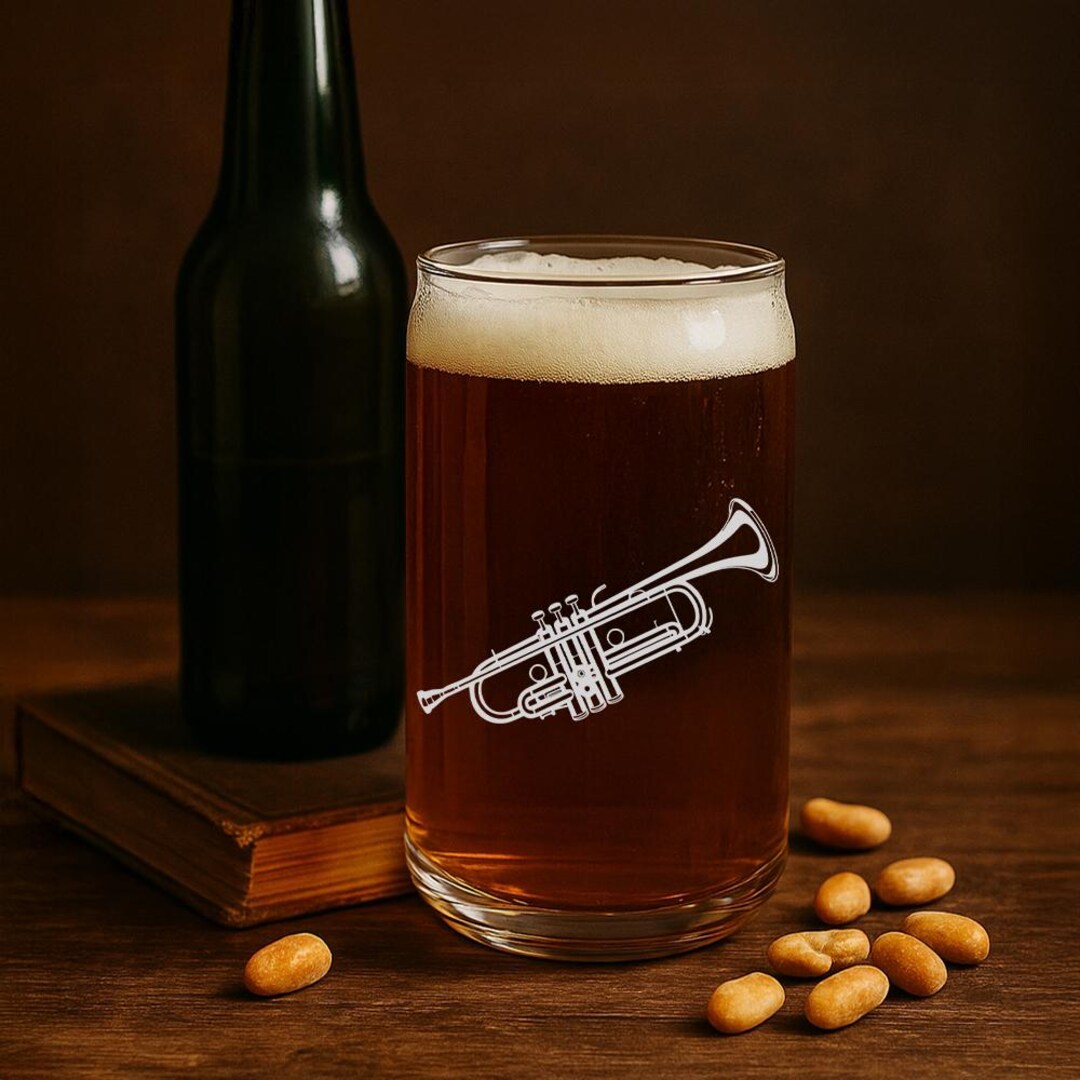 Trumpet Glass | Etched Trumpet Silhouette Whiskey Wine Beer Glass ...