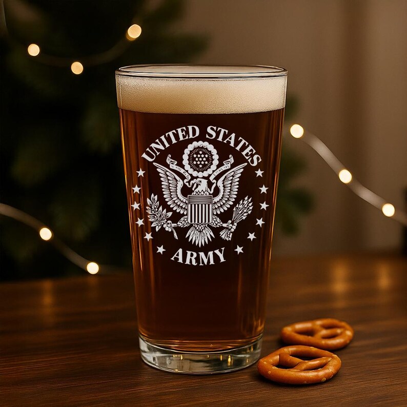 Army Symbol Glass | Etched U.S. Army Star Whiskey Wine Beer Glass ...