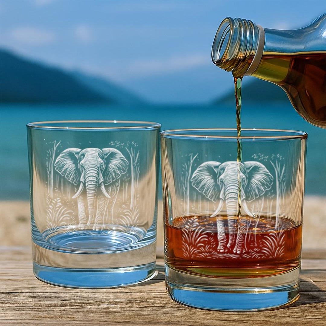 Asian Elephant Glass | Personalized Etched Whiskey, Wine & Beer ...