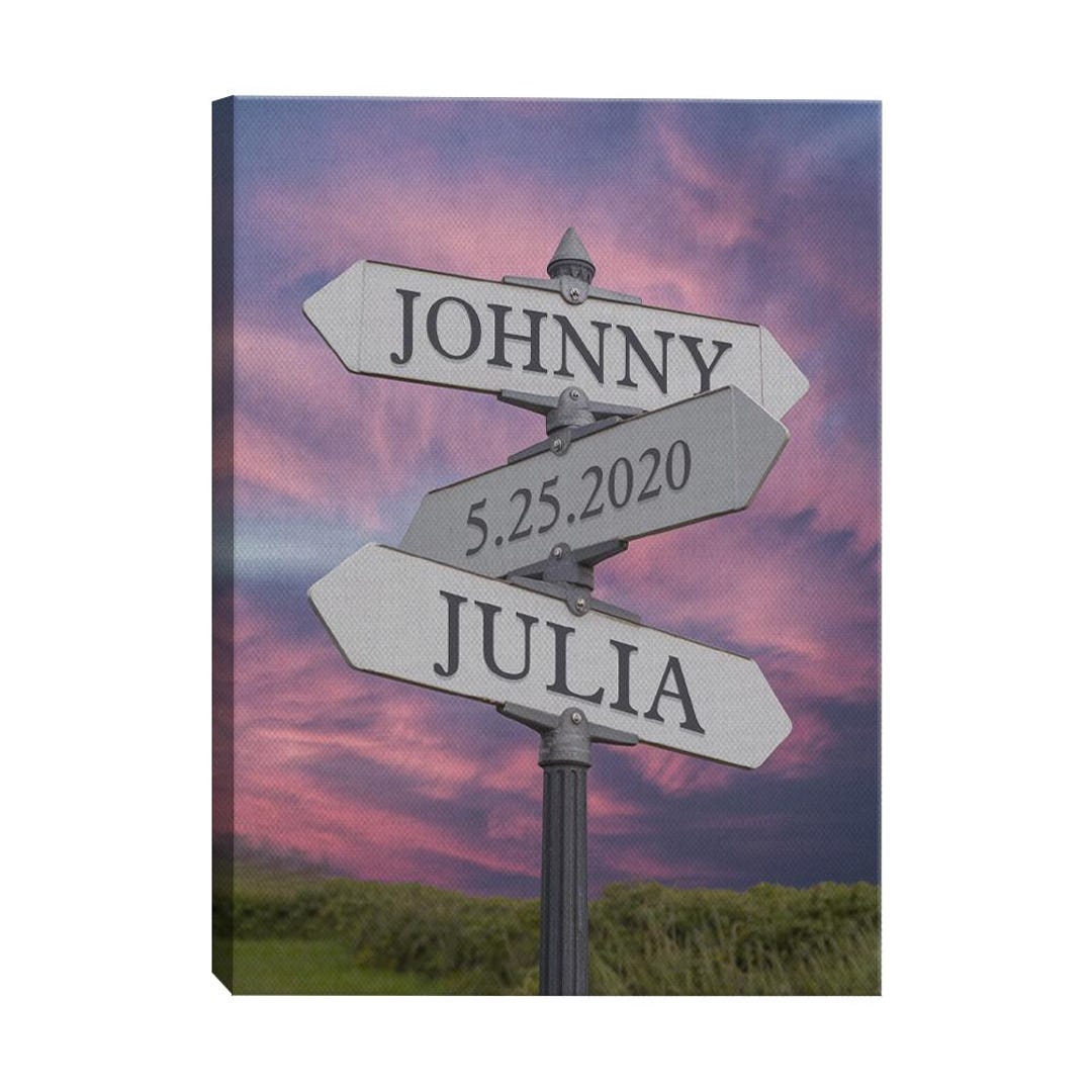 Couple Custom Canvas Street Sign Names Sunset Canvas Custom Name ...