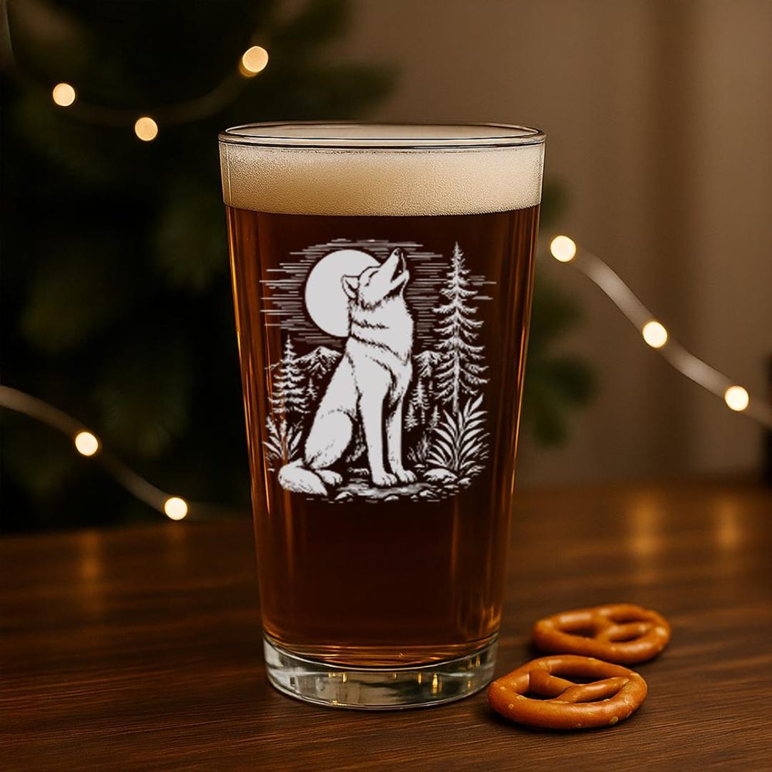 Wolf Glass | Etched Wolf Silhouette Whiskey Wine Beer Glass – Gift for ...