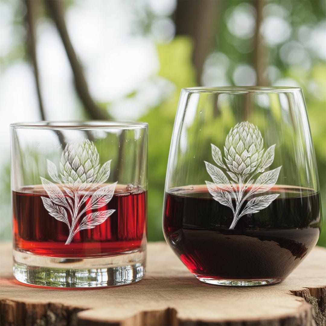 Protea Flower Glass – Etched Bold Floral Whiskey Wine and Beer Glass ...