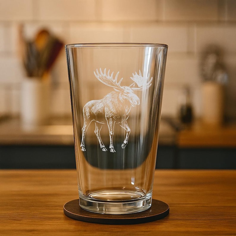 Moose Glass | Etched Moose Silhouette Whiskey Wine Beer Glass – Gift ...