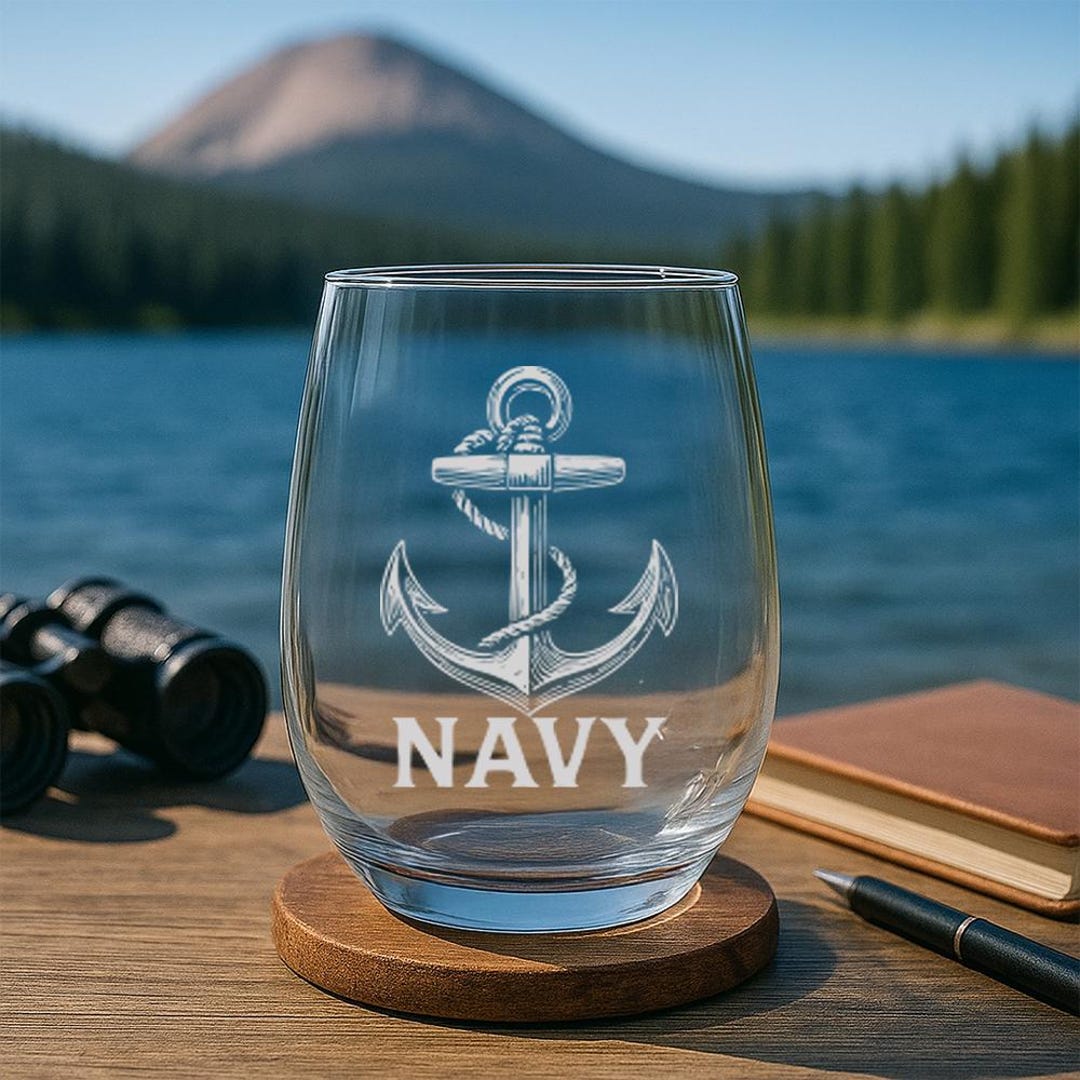 Navy Glass | Etched Anchor Icon Whiskey Wine Beer Glass – Gift for ...