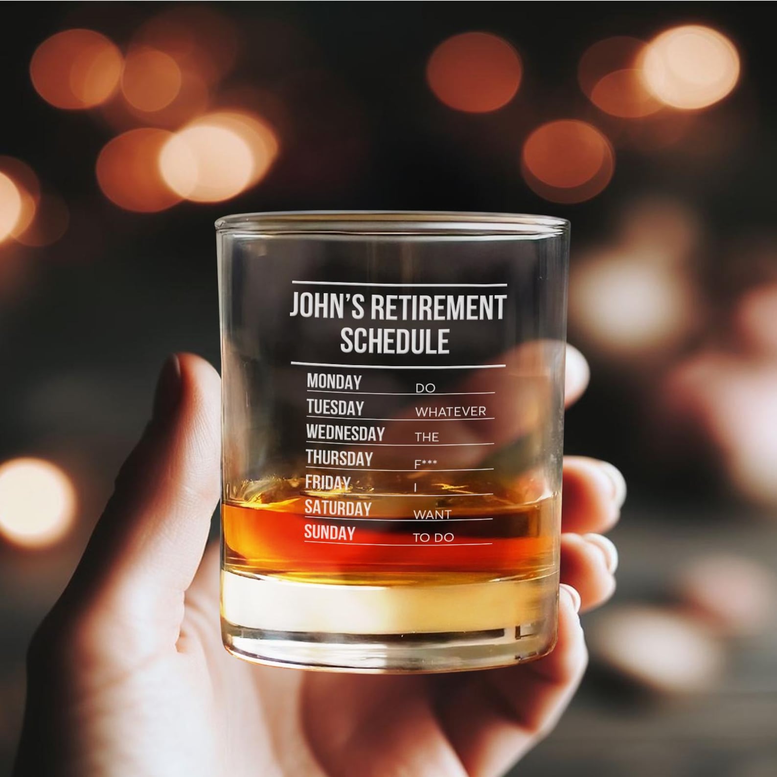 Personalized Retirement Schedule Wine Glass - Retirement Whiskey Glass ...