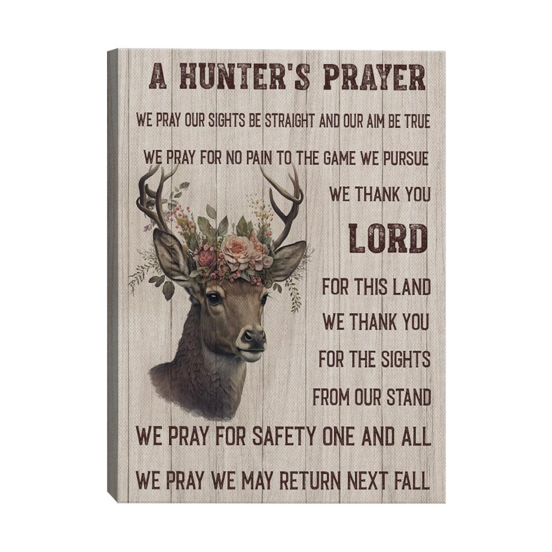 Personalized Hunter's Prayer Deer Wall Art, Hunting Canvas Gift for ...