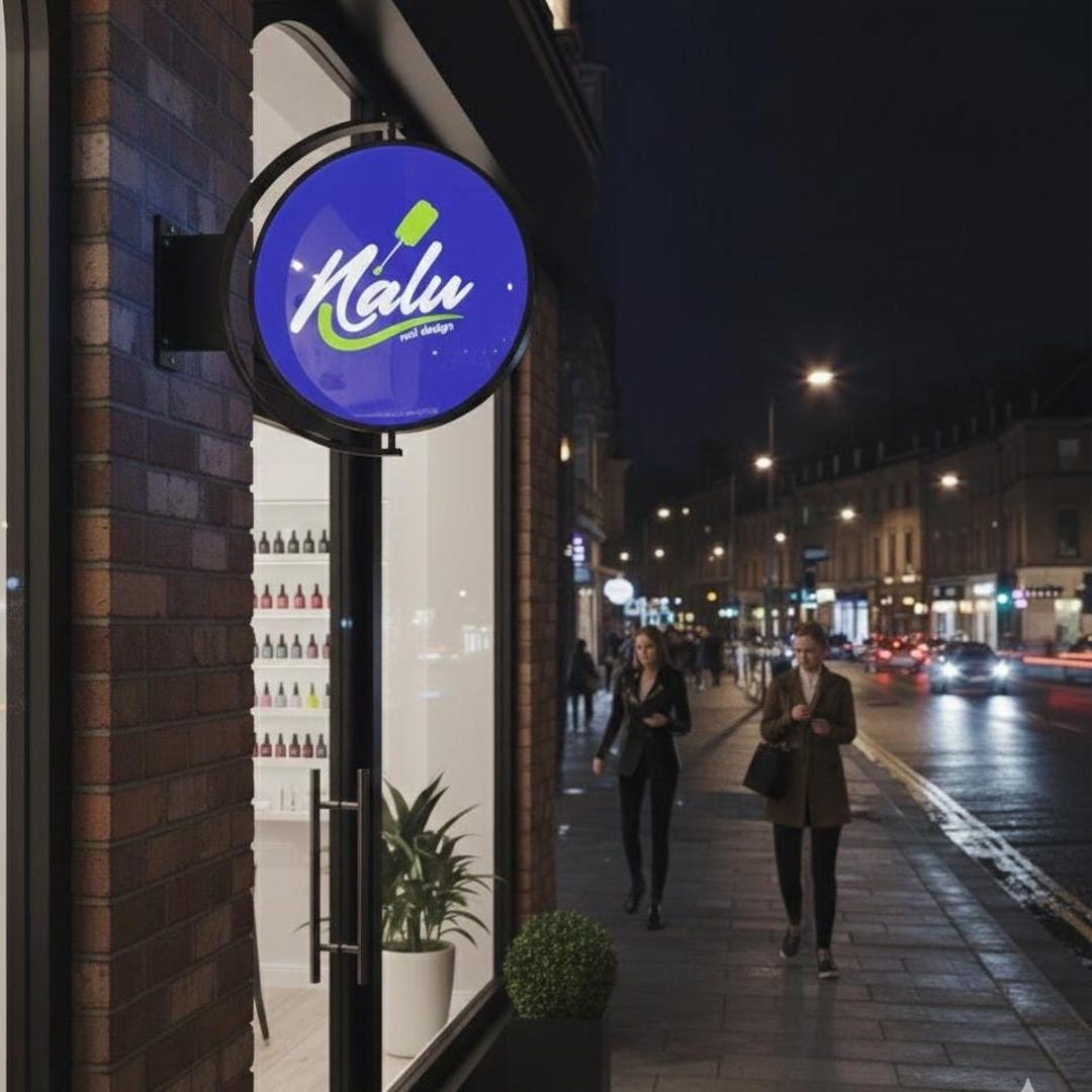 Rotating Shop Sign, Custom LED Lightbox for Salons & Cafes, Outdoor ...