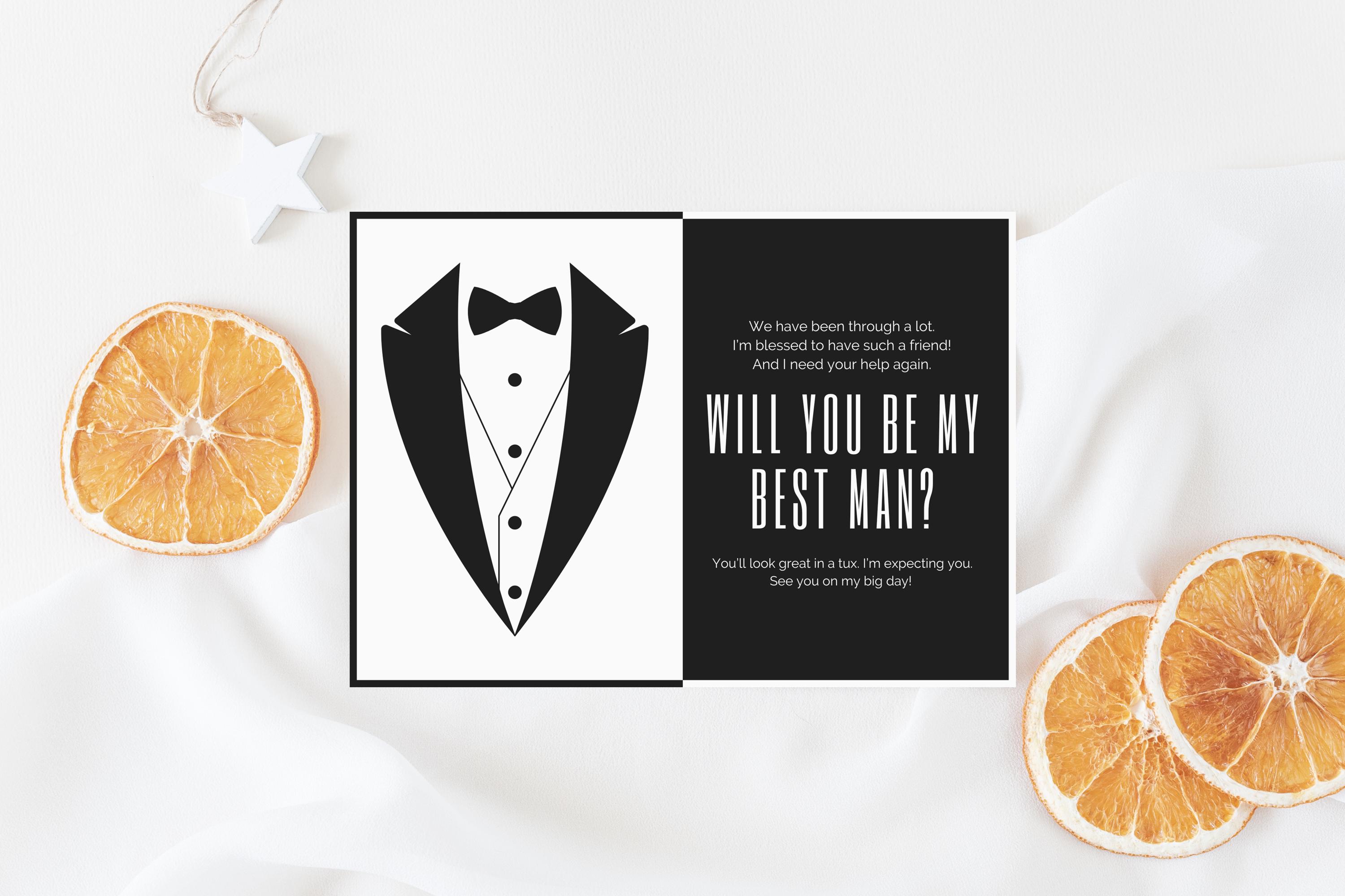Groomsman Proposal Card Template Friend, Will You Be My Groomsman Card ...