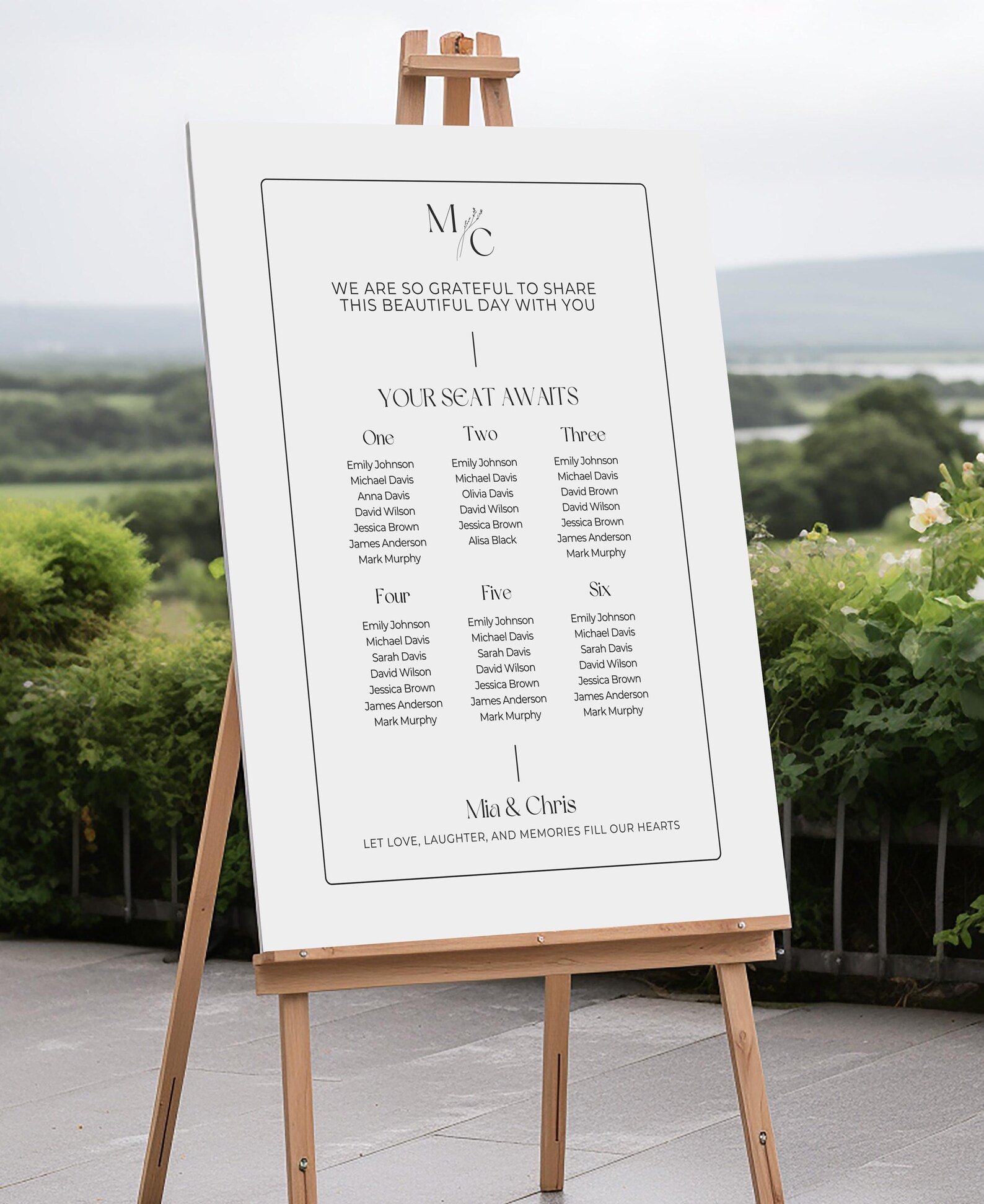 Elegant Rustic Wedding Seating Chart Template, Seating Chart Wedding ...