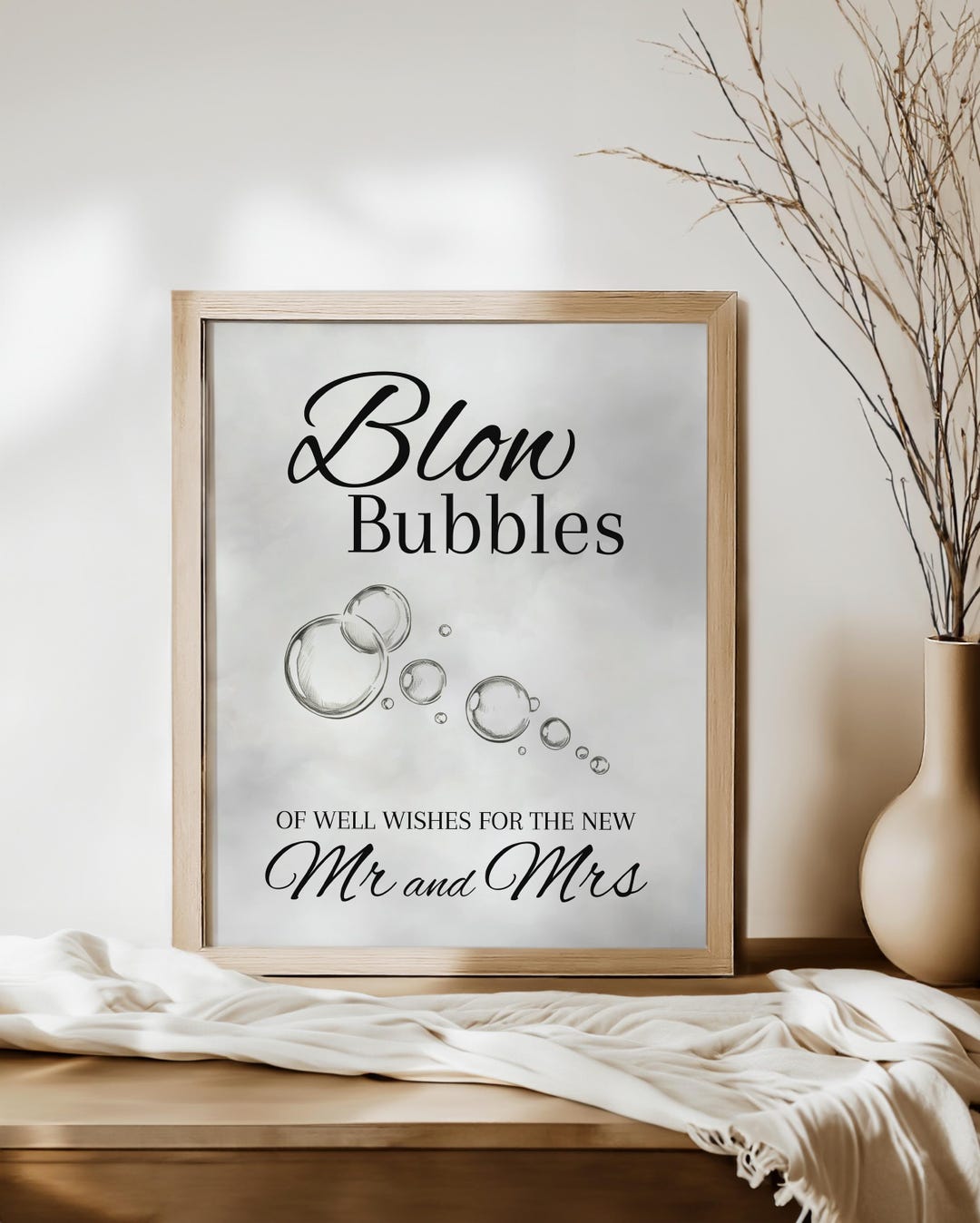 Modern Solid Blow Bubbles Wedding Sign Template, Well Wishes for the ...