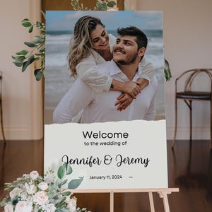 Warm Cover Photo Wedding Welcome Sign With Photo, Wedding Welcome Sign ...