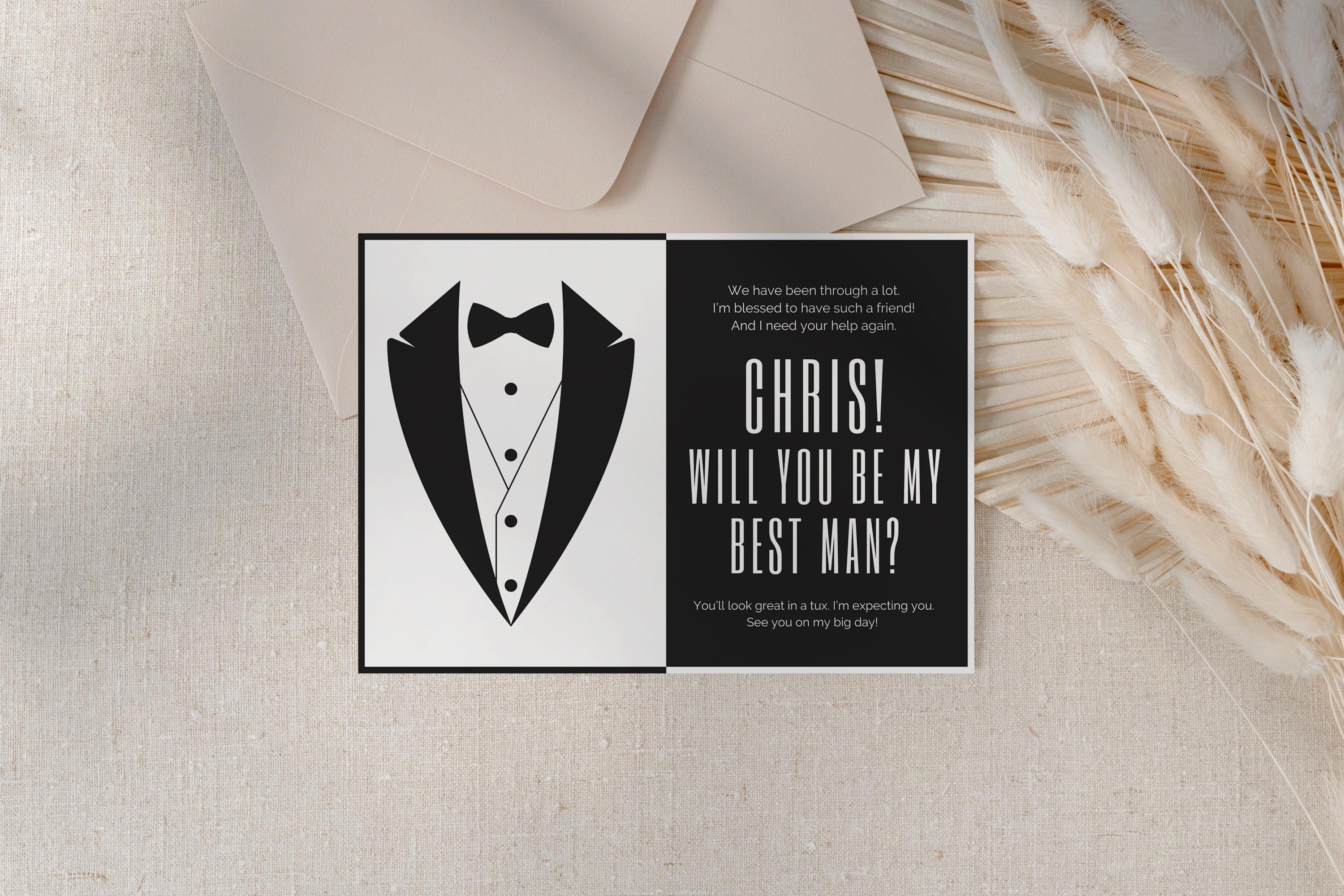 Groomsman Proposal Card Template Friend, Will You Be My Groomsman Card ...