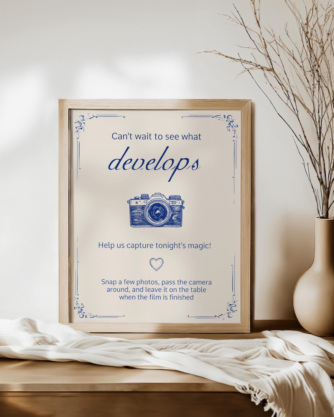 Elegant Disposable Camera Sign Template, Wedding Guest Photo, Can't ...