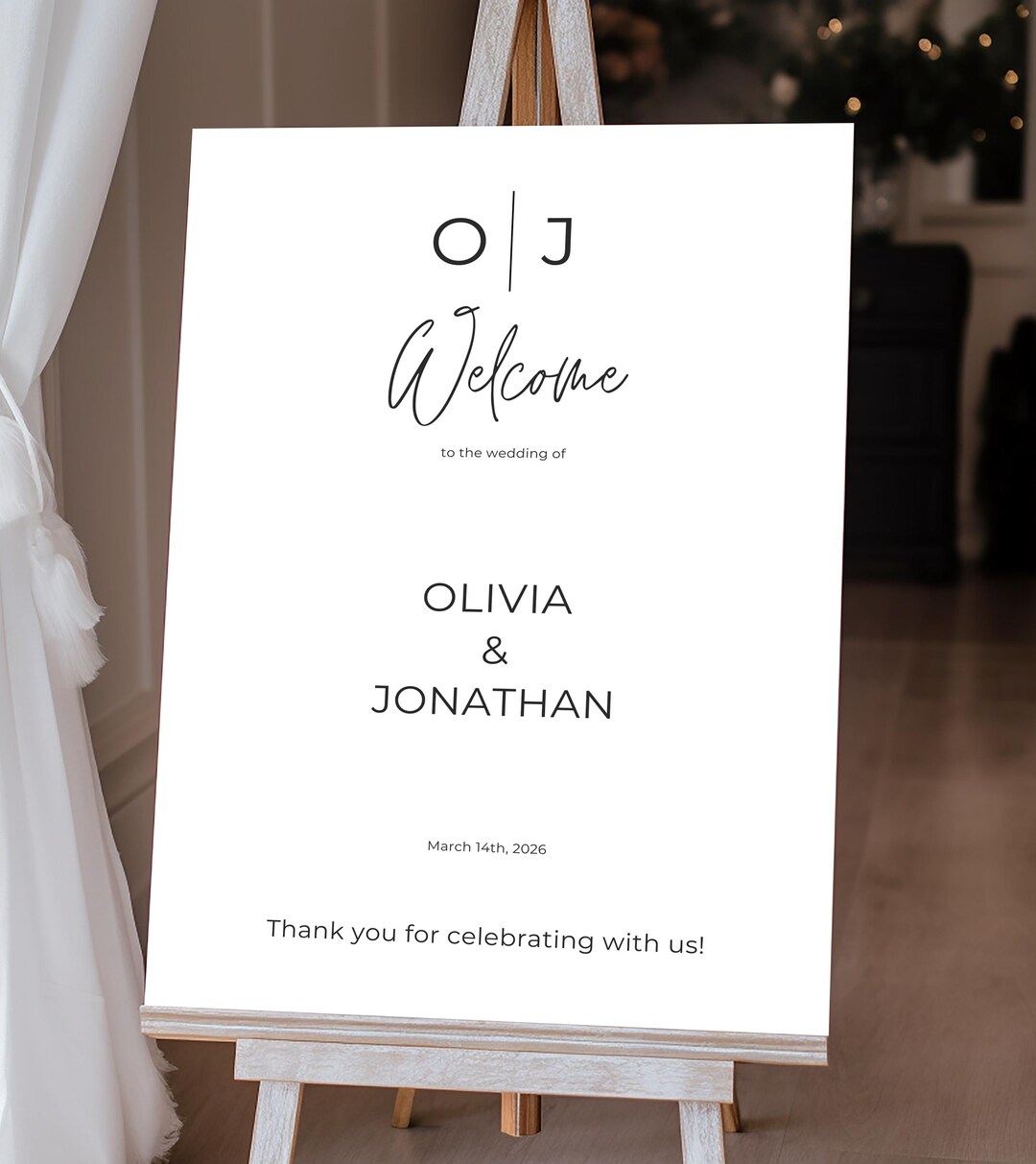 Minimalistic Elegant Welcome Sign Template, Wedding Welcome Sign ...