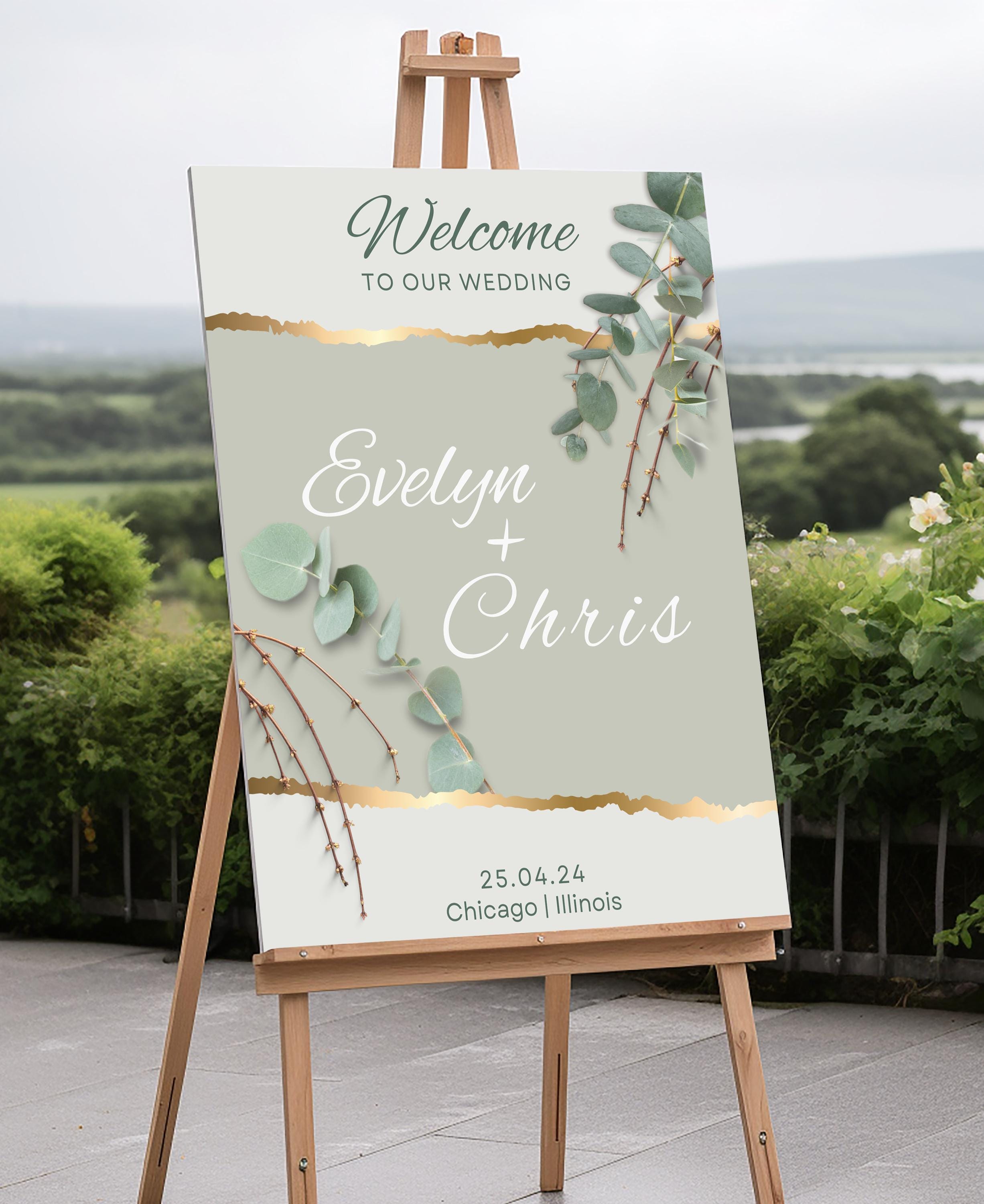 Green Elegant Welcome Sign Template, Nature Wedding Welcome Sign ...