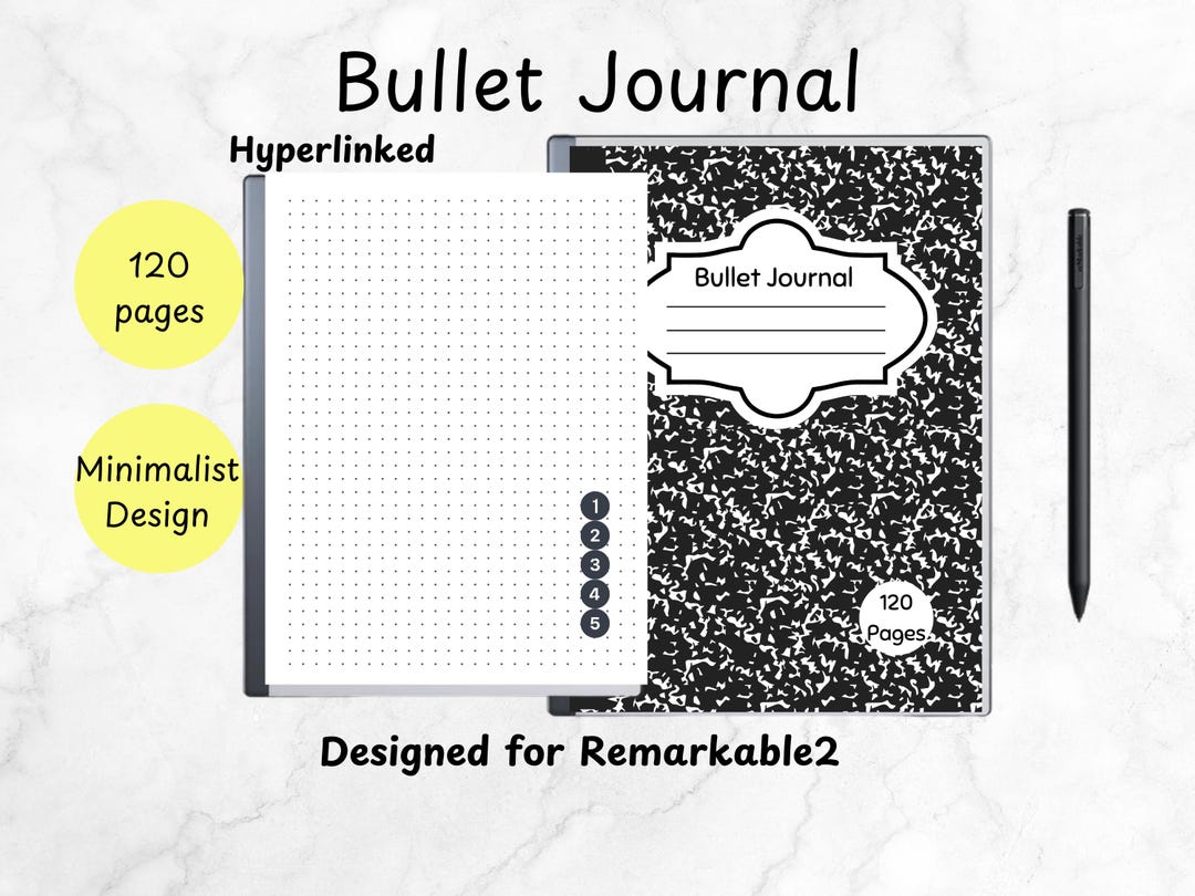 Remarkable 2 Templates, Bullet Journal for Remarkable 2, Hyperlinked ...