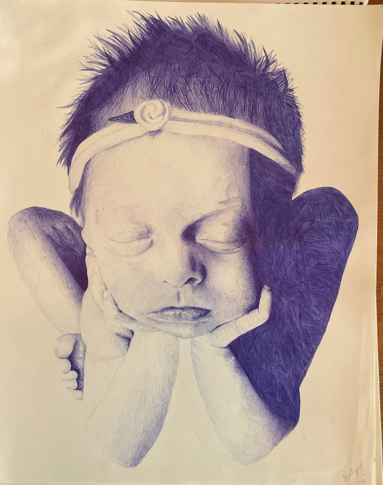 Custom Bal Point Pen Portrait Drawing | Personalized Art From Your ...