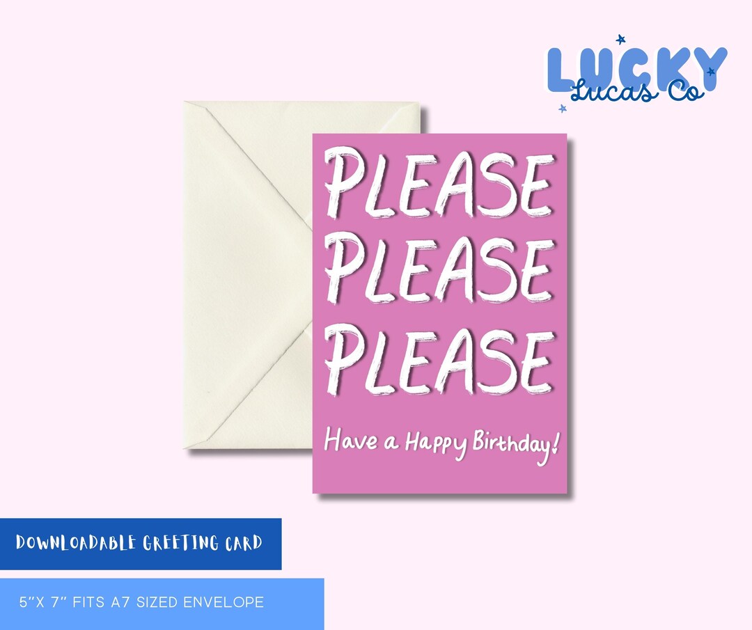Please Please Please Birthday Card Sabrina Carpenter Inspired Printable ...