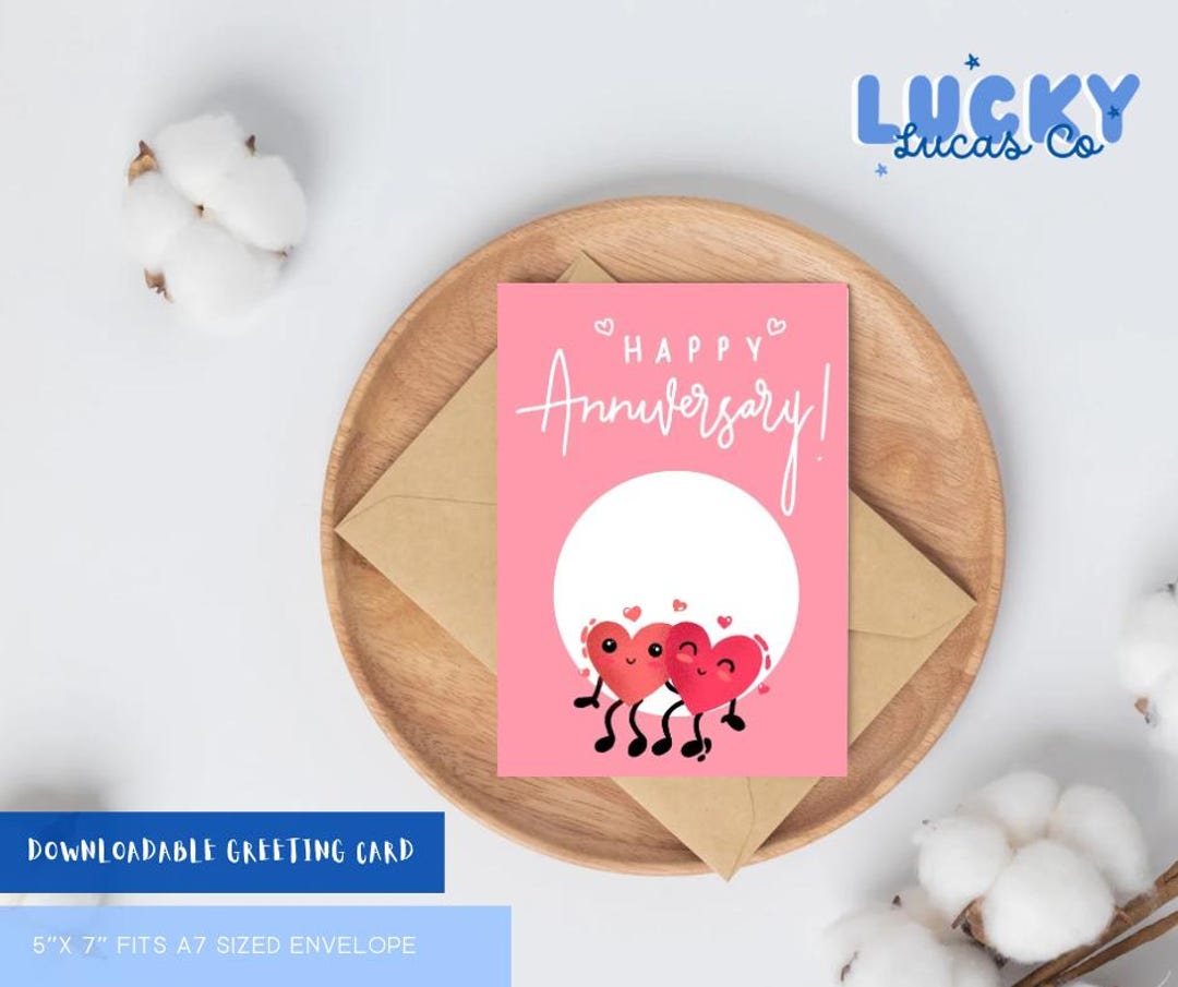 Romantic Anniversary Card | Digital Download | Printable 5x7 Greeting ...