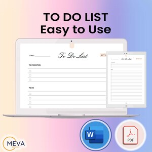 To Do List Printable - Minimalist PDF & Word Template, 10 Color Pages ...