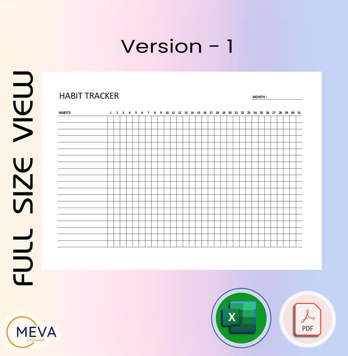 Printable Habit Tracker PDF & Excel, Monthly Routine Tracker, A4 A5 ...