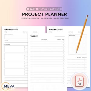 Project Planner Printable: A4 A5 Task List Templates (PDF Downloadable ...